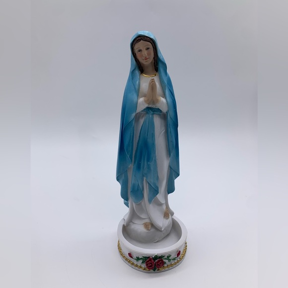 Accents | The Virgin Mary Praying Rosary Holder Resin Statue Figurine 8 ...
